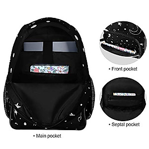 ALAZA Doodle Night Sky Moon Stars Teens Elementary School Bag Casual Daypack Book Bags Travel Knapsack Bags