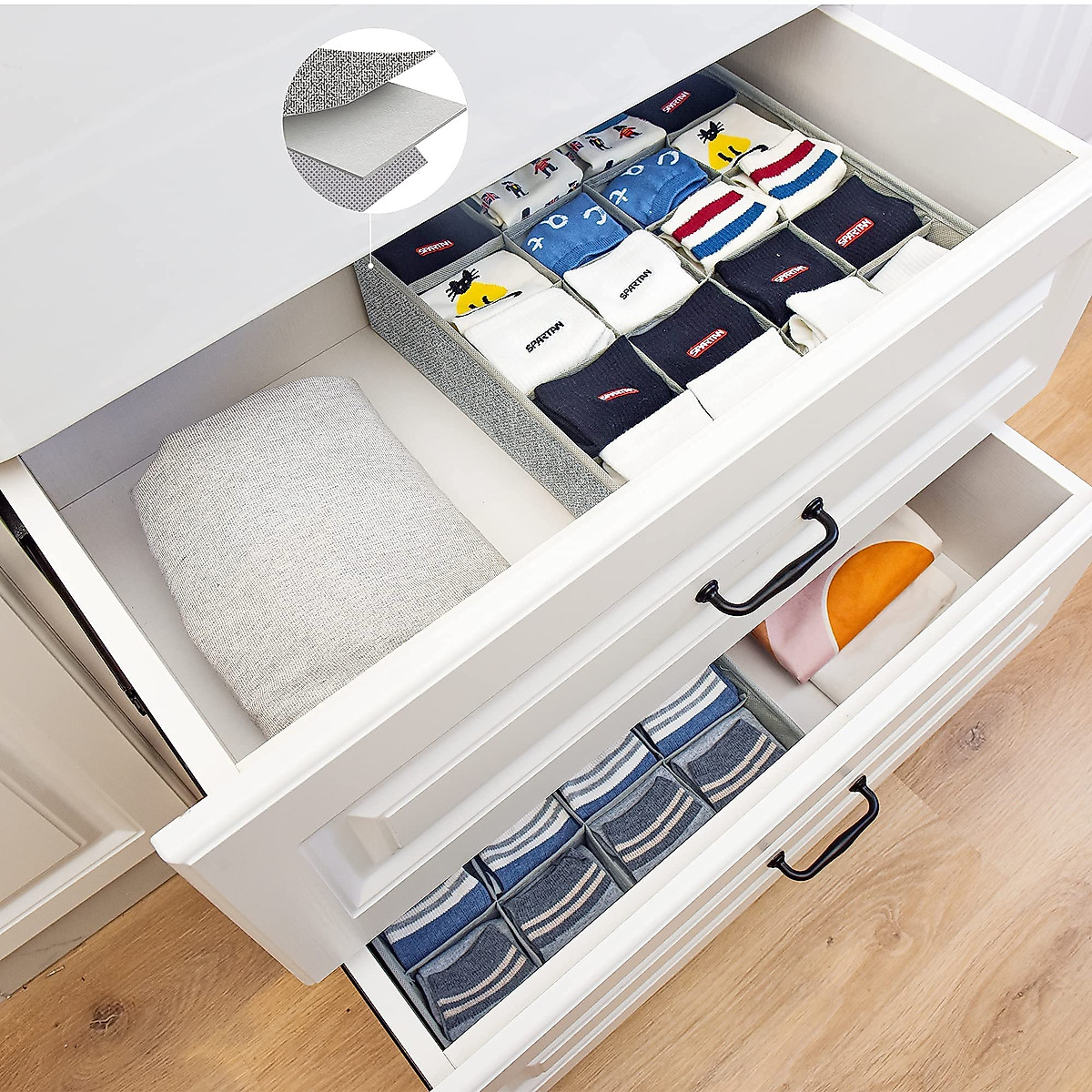 GRANNY SAYS Bundle of 2-Pack Large Storage Bins with Lids & 2-Pack Socks Storage Organizers