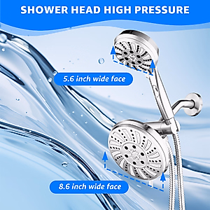 AMAZING FORCE 8.6 Inch Handheld Shower HeadShower High Pressure Handheld Shower With 6 Way Rainfall Combo Shower Sprayer