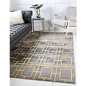 Rugs.com Marilyn Monroe™ Glam Trellis Collection Rug – 5' x 8' Gray Gold Medium Rug Perfect for Bedrooms, Dining Rooms, Living Rooms