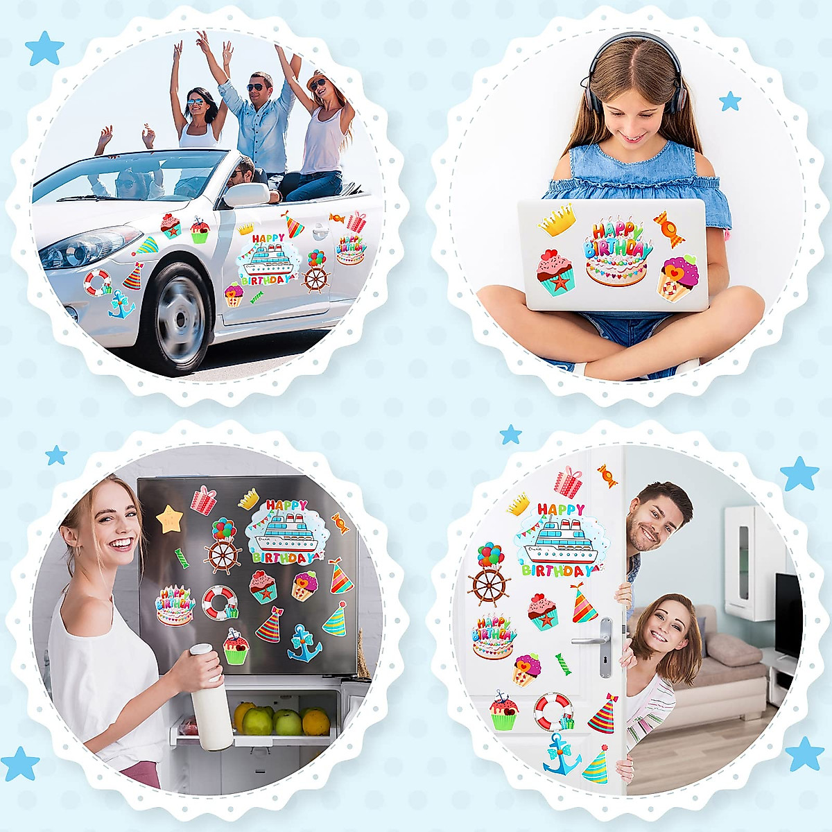 15 Pcs Birthday Cruise Door Decorations Funny Cruise Door Magnets Magnetic Cruise Accessories Must Haves Carnival Happy Birthday Door Sign Reusable Birthday Magnets for Ship Party Refrigerator Cabin