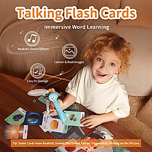 alilo Learning Educational Toys for Toddlers 2-3-4-5-6, Interactive Reading Pen Set for Kids, with 3 Learn to Read Books for Kids, 100 Talking Flash Cards, 540 Recording Stickers, Alphabet, Music Card