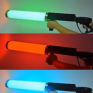 CO2 Jet Machine 20-26ft Spraying RGB LED Light CO2 Cryo Cannon Gun Stage Effect Smoke Fog Machine Club Bar DJ Effects Smoke Gun Fog Gun with 10ft Hose