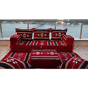 Maroon Turkish Floor Sofas, Window Seat, Floor Sofa Seating, Arabic Majlis, Reading Sofa Pillow, Meditation Yoga Loveseat, Sofa Cover (Sofa Full Set)