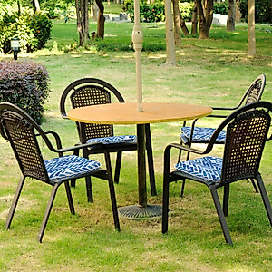 DYTXIII Set of 2 Outdoor Chair Cushions with Ties,Water Repellent Patio Chair Pads 17"x 16" for Outdoor Furniture,Round Corner Seat Cushions for Garden Yard Kitchen Blue Bricks