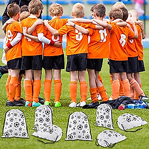 Shappy 18 Pieces Soccer Print Non Woven Bags Soccer Drawstring Bags Large Treat Candy Goodie Present Bags for Birthday Party Favors, 10 x 12 Inch (Soccer)