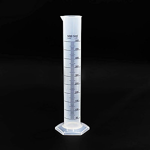 Labvida 2pcs of Plastic Measuring Cylinders, Vol.500ml, PP Material with Blue Printed Graduation, LVF001