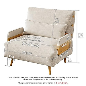 JASIWAY Convertible Chair Bed Sleeper, 3-in-1 Futon Sofa Bed Chair, Chaise Lounge Sofa Bed Couch, Sleeper Chair Recliner Sofa Chair for Small Space Apartment (Beige, 27.6" W)