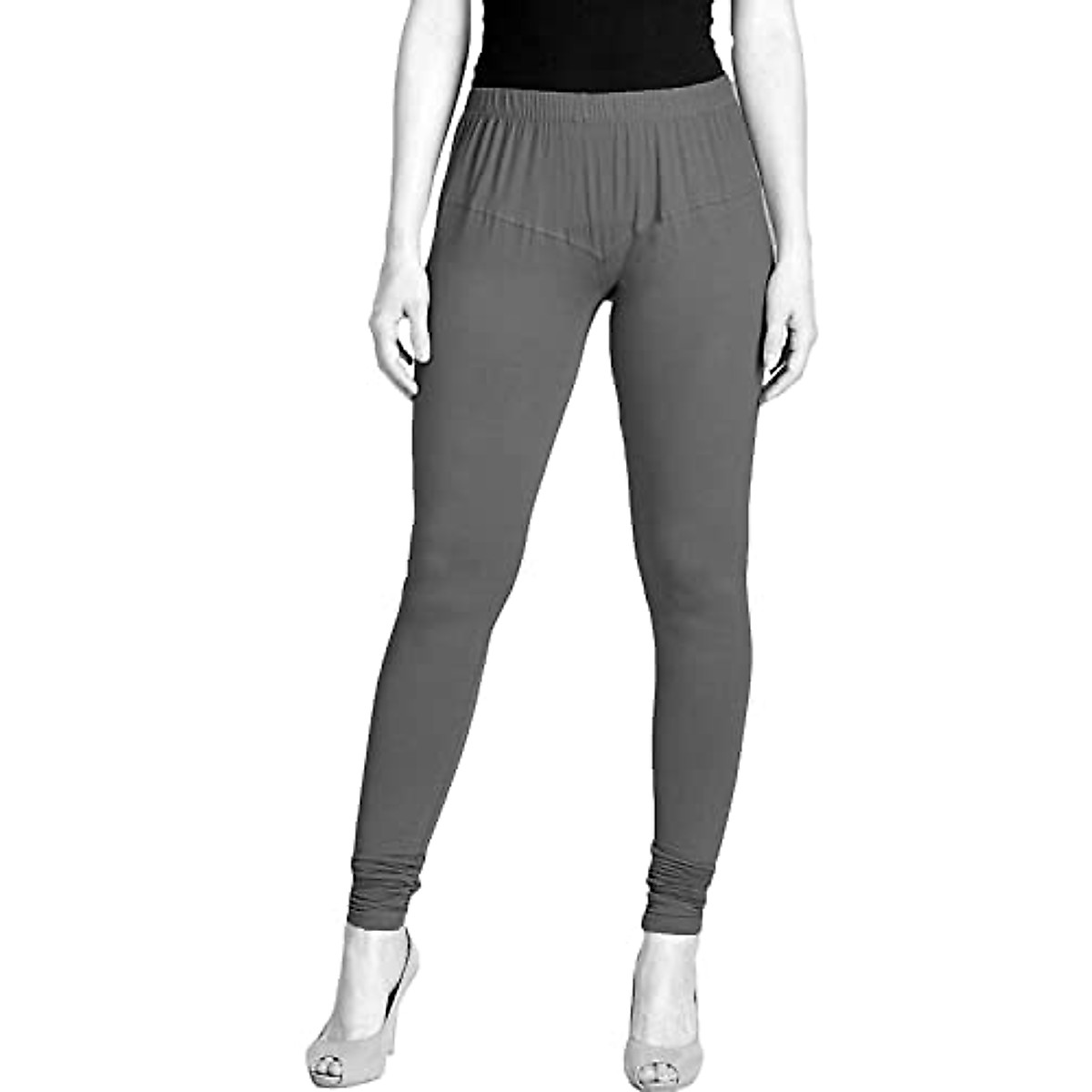 ladyline Extra Long Churidar Leggings Plain Cotton Indian Yoga Workout Pants for Women (2XL-3XL-White)