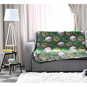 Minecraft Survive Throw Blanket - Measures 46 x 60 inches, Kids Bedding - Features Skeleton and Zombie - Fade Resistant Super Soft Fleece (Official Minecraft Product)