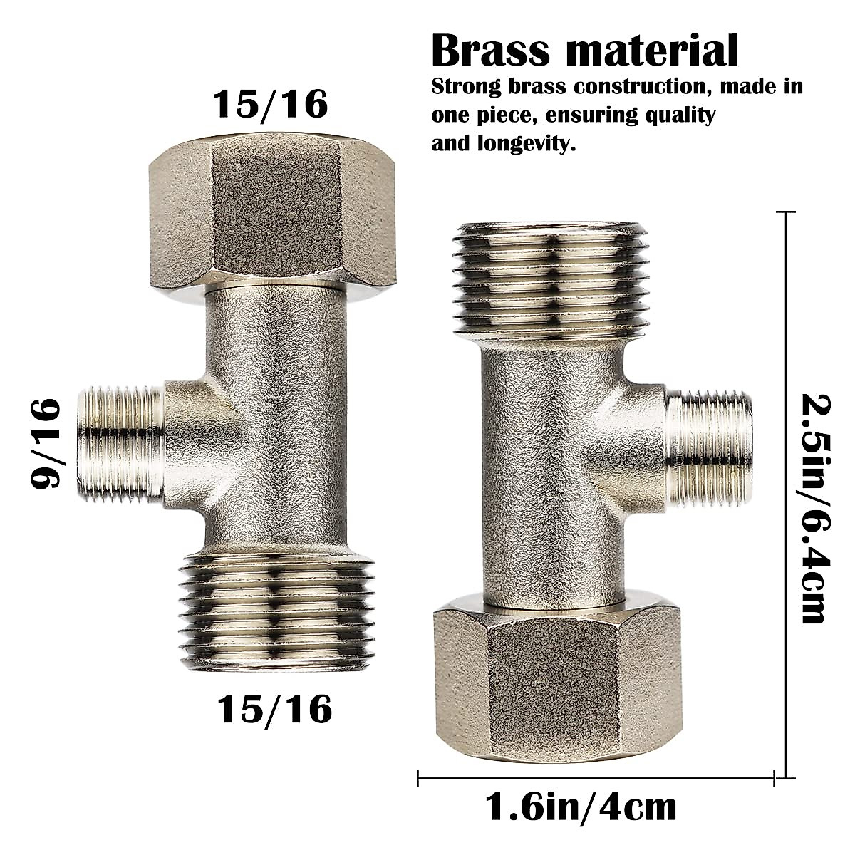 FERCAISH 7/8 T Adapter Brass Adaptor, 3 Way Tee Connector Valve for Plumbing Splitter Toilet Handheld Bidet Sprayer Faucet,Three Way Connector Diverter Valve