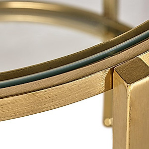 Amazon Brand – Rivet Modern Round Metal Coffee Table, 18.5"H, Gold and Glass