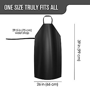 Houseables Heavy Duty Apron, Waterproof Rubber Aprons, 39x26, Vinyl, Plastic, Black, Long, Water Proof & Resistant, Thick Butcher Industrial Bib, For Dishwashing, Dishwasher, Kitchen, Dog Grooming
