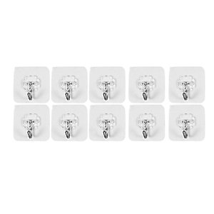 Kqcibz 10 Packs Reusable Adhesive Hooks,Transparent Heavy Duty Wall Hooks with, Waterproof and Oilproof for Bathroom, Bedroom, Kitchen, Refrigerator Door, Wall and Ceiling