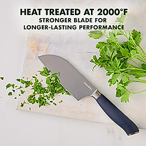 GreenPan Titanium 5" Santoku Knife, Titanium Coated, Stainless Steel, Eco-friendly, Ergonomic Grip, Slip Resistant, Balanced, Heat Treated, Hand Sharpened, Dishwasher Safe