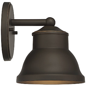 Dannington Rustic Farmhouse Industrial Outdoor Wall Light Fixture Oil Rubbed Bronze Brown 9 1/4" for Exterior House Porch Patio Outside Deck Garage Yard Front Door Garden Home - Franklin Iron Works