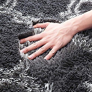 HOMORE Fluffy Bedroom Rug Super Soft Velvet Shaggy Plush Carpets 6x9 Feet, Shag Moroccan Area Rugs for Kids Girls Living Room Bed Home Decor, Gray