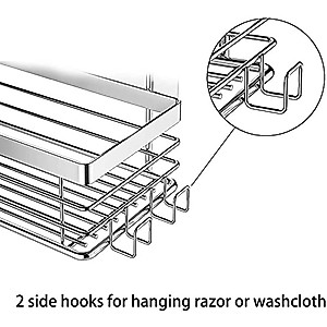 BebLP Adhesive Shower Caddy Soap Dish Holder Shelf with 5 Hooks Bathroom Generic Bathroom organizer Bathroom accessories Bathroom storage Shower organizer Storage organizer Home organization