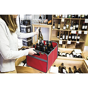 meori Bottle Insert Classic Medium Foldable Boxes 12 Slots Smoke Grey Grocery Shopping Wine Tasting Accessory, M