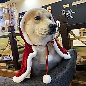 NW Warm Soft Velvet Cape Cat Costume, Pet Dog Santa Clothes Cloak,Puppy Xmas Claus Costumes Apparel Party Clothing Cape Adjustable Ribbon Dog Costume Large Sized Dog (S)