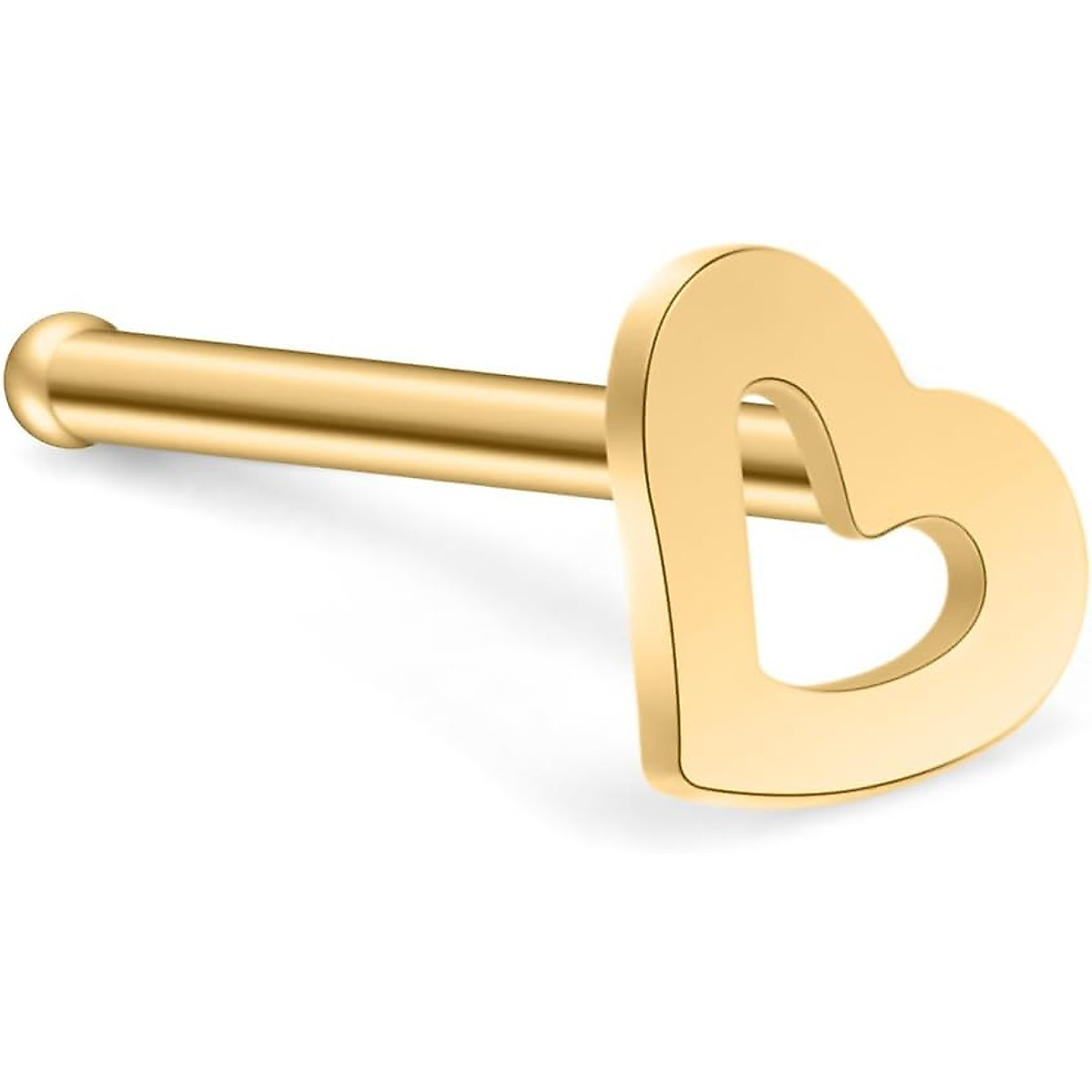 Ruifan 20G 18G Surgical Steel Heart Nose Stud Rings Bone Pin Piercing Jewelry 3-6PCS