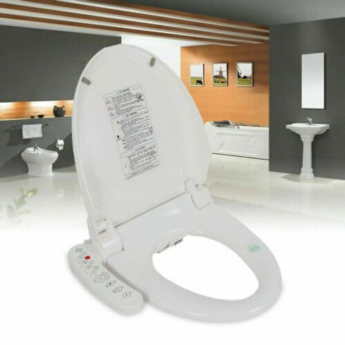 CNCEST Electronic Bidet Toilet Seat, Electric Intelligent Toilet Seat Automatic Deodorization Long Heated Toilet Seat, 110v With Double Nozzle Ipx4 Waterproof Electric Bidet