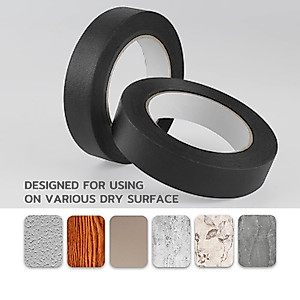 Lichamp 2 Pack Black Painters Tape 1 inch, Black Masking Tape 1 inch x 55 Yards x 2 Rolls (110 Total Yards)