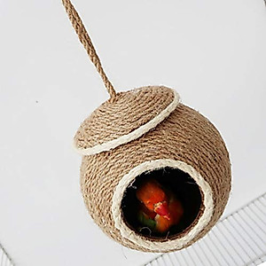 POPETPOP Hamster Toys Bird Toys Handing Bird Nest House - Weaving Rope Natural Shell Bird House, Lovebirds Breeding Nesting Box for Small Animal, Bird Cage Toy Hamster Toys Bird Toys