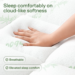 Ultra Soft Twin XL Size Mattress Topper - Viscose Made from Bamboo Pillow Top Mattress Pad for Back Pain Relief - Naturally Cooling for Hot Sleepers, Green