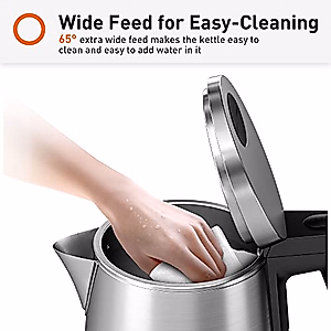 JOYOUNG Double Wall Electric Kettle BPA Free Stainless Steel Electric Tea Kettle & Hot Water Boiler with STRIX for Auto Shut-Off Boil-Dry Protection, 1.5L, Sliver