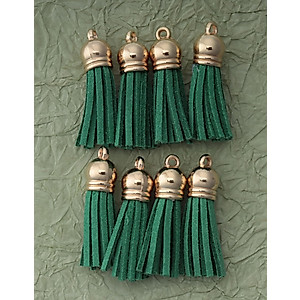 Ruwado 30 Pcs Keychain Leather Tassels with Gold Caps Hole Mini Faux Tassels for DIY Jewelry Making Keychain Earrings Craft Project Supplies Necklace Bracelet (Red and Green)