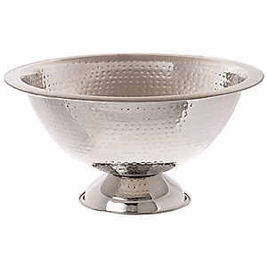 Elegance Hammered Punch Bowl, 15-Inch,Silver