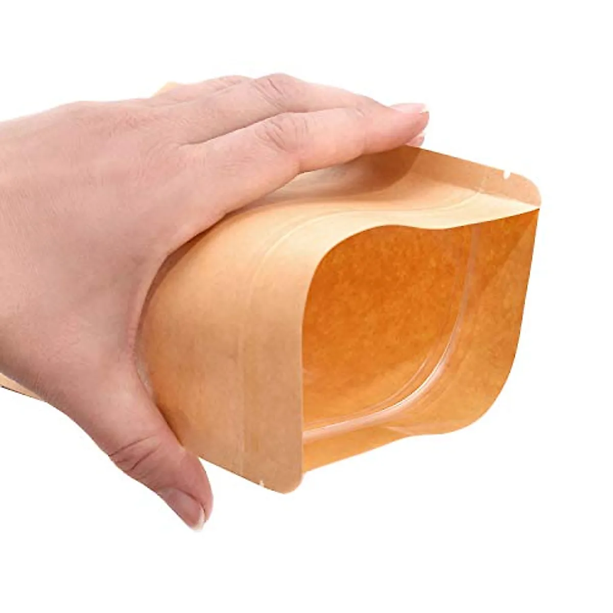 50 Pcs Self Sealing Sealable Packaging Paper Bags Waterproof Transparent Window Brown Stand Up Zipper Pouches Can Reusable for Food Tea Coffee bags Beans Nuts Seeds Dried Fruits Pouch (5.5"x.7.8")…