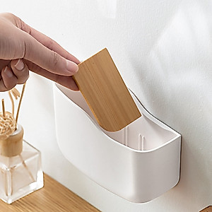 Ismeally Universal Multi-function TV Remote Control Air Conditioner Storage Box With Partitions Wall-mounted Phone Plug Holder Stand Container, Adhesive,Hole-Free,No Drilling