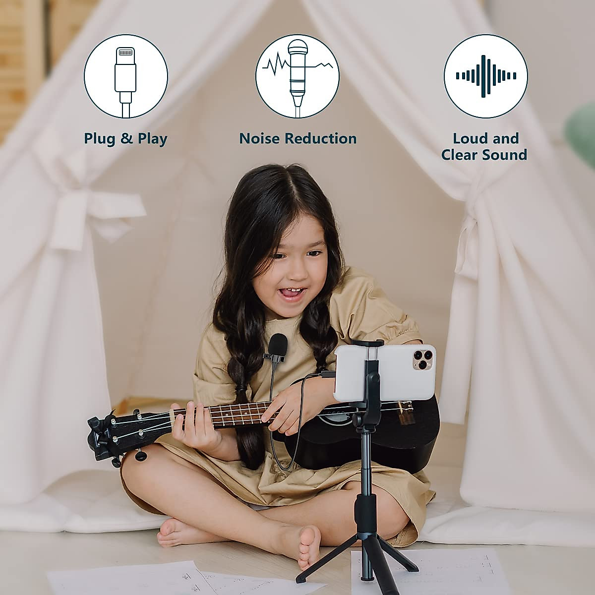 ALTSON Professional Lavalier Microphone for iPhone/Video Conference/Podcast/Voice Dictation/YouTube Grade Omnidirectional Phone Audio Video Recording Condenser Microphone (9.98ft)