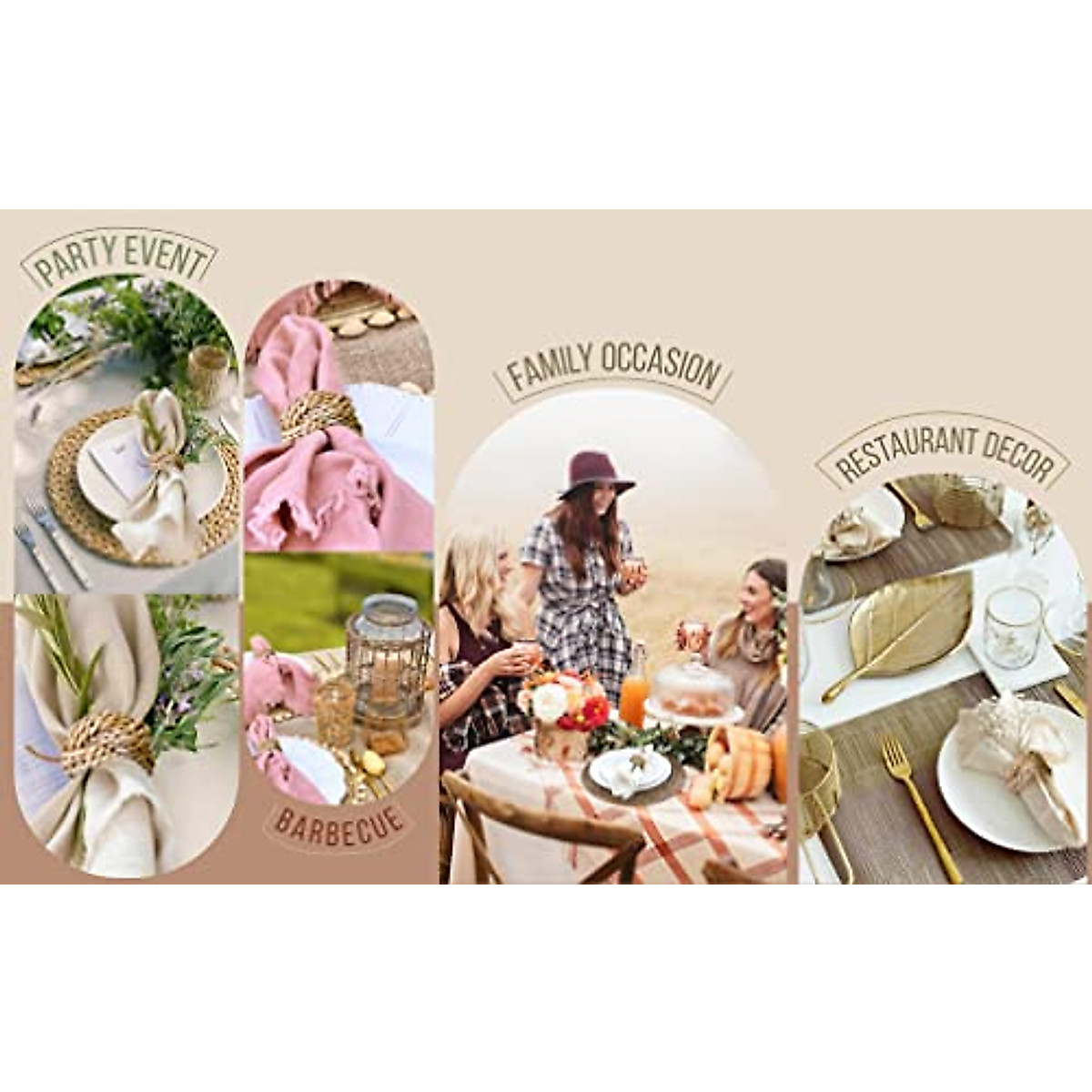 TAGREE Wicker Napkin Rings Set of 12, Woven Napkin Rings, Napkin Rings Bulk for Dinning Table, Easter Napkin Rings Set of 12, Farmhouse Napkin Rings, Rustic Napkin Rings