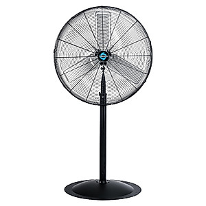 Tornado 30 Inch High Velocity Stationary Non-Oscillating Metal Pedestal Fan Commercial, Industrial Use 3 Speed 8850 CFM 10 FT Cord UL Safety Listed, Black