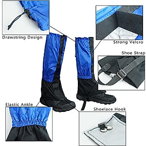 Luwint Waterproof Kids Leg Boot Gaiters - Hiking Hunting Climbing Gear for 6-12 Yrs Old Girls Boys (Blue)