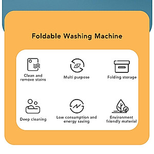 Haofy Foldable Mini Washing Machine, Portable Bucket Laundry Washer with Lid for RV Travel Apartment (US Plug)