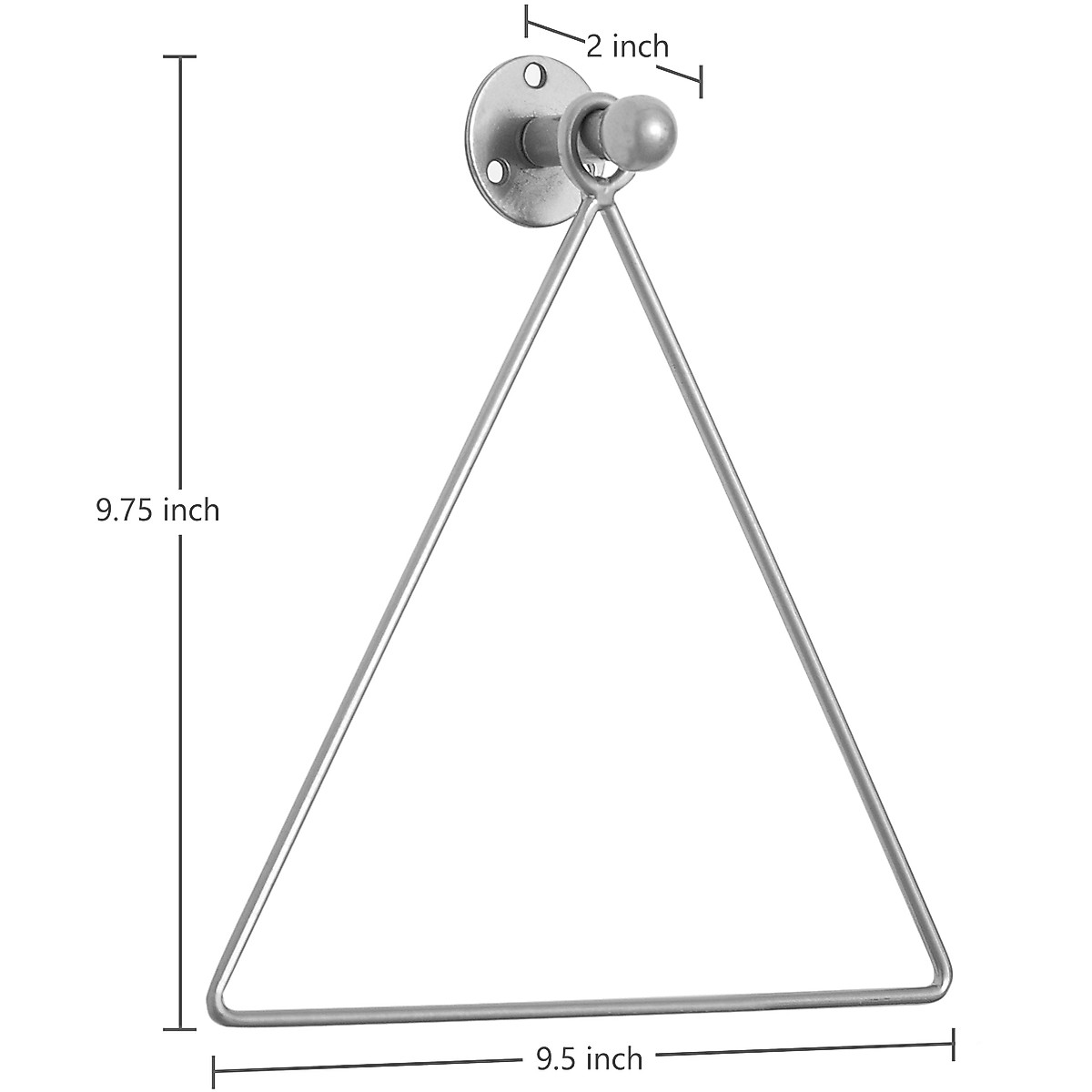 MyGift Wall Mounted Modern Silver Metal Triangular Hand Towel Ring Holder for Bathroom with Easy to Hang Mount