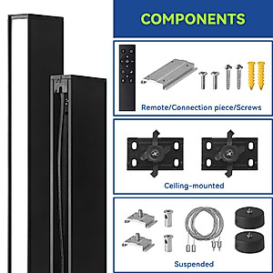 Monios-L LED Linear Light with Remote Control, 4FT Dimmable Pendant Light Fixture, 3000K to 6000k Color Changing, 36W Hanging Island Lights, Linkable Ceiling Lighting for Office Shop Gym