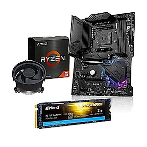 INLAND Performance 2TB NVMe PCIe Gen 4.0 M.2 2280 SSD + AMD Ryzen 5 5600X Desktop Processor 6-core Unlocked Bundle with MSI B550-A PRO AM4 DDR4 ATX Motherboard