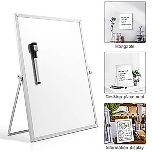 STOBOK Magnetic Dry Erase Board with Stand for Desktop, Double Sided White Board Planner Reminder for School Office 14 x 11 inches