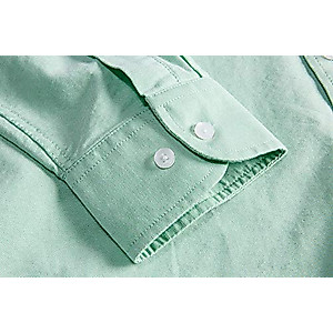 MUSE FATH Men's Button Down Dress Shirt-Cotton Casual Long Sleeve Shirt-Party Dress Shirt-Light Green-XL