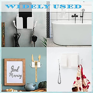 Grafken 4Pcs Wall Mount Phone Holder with Hooks,3M Adhesive Mobile Phone Charging Stand Holders, Remote Control Storage Box for Bedroom, Kitchen, Bathroom, Office and More (White)