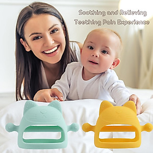 KRYHONVA Cat Glove Silicone Baby Teething Toy for 6month-3year Infants, Baby Chew Toys for Sucking Needs, Hand Pacifier for Breast Feeding Babies, Car Seat Toy for New Born