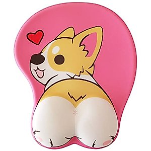 Kawaii Fun Dog Mouse Pad Cute Computer Mouse Pads Gaming Mouse Mat Ergonomic 3D Mouse Pad with Gel Wrist Support Rose