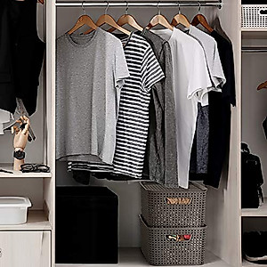 EZOWare Set of 8 Lidded Storage Bins, Large Plastic Stackable Weaving Wicker Basket Box Containers with Lid and Handle, (15.4" x 10.5" x 6.7" + 11" x 7.3" x 5.1")