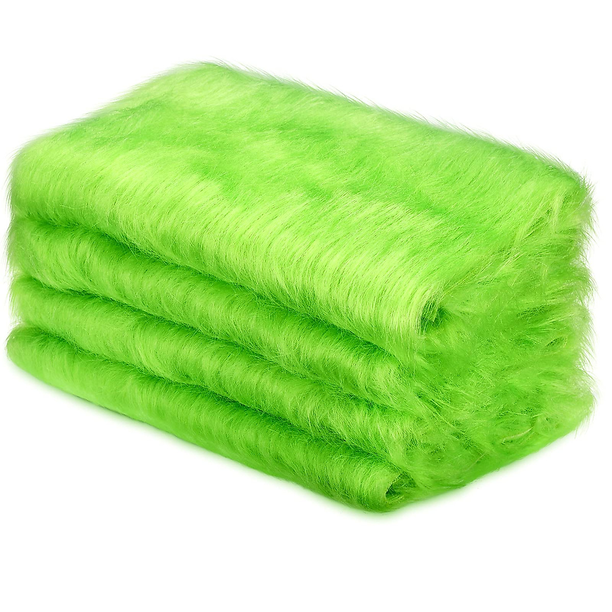 4 Pcs Christmas Faux Fur 10 x 20 Inch Faux Fur Fabric Squares Shaggy Fluffy Fabric Patches Ultra Soft Plush Craft and Hobby Fabric Craft Supply, Halloween Costume, Decoration (Green)