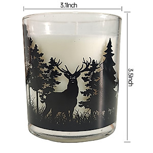 Scented Candles Gifts for Him/Her，Stress Relief Relax Gifts for Women/Men，Lavender Candle Soy Wax Aromatherapy Candles ，7.5 Oz Candle with Tree Deer Decal，Forest Landscape Shadow Glass Jar Candle